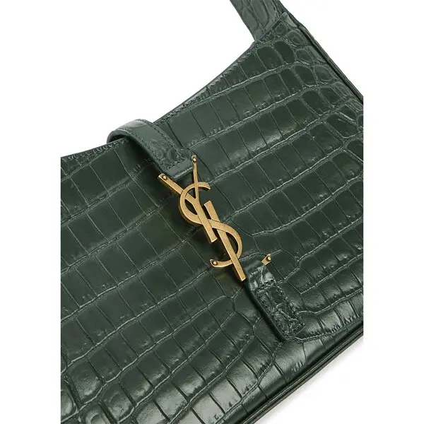 Saint Laurent Le 5 à 7 Green Crocodile-Effect Leather